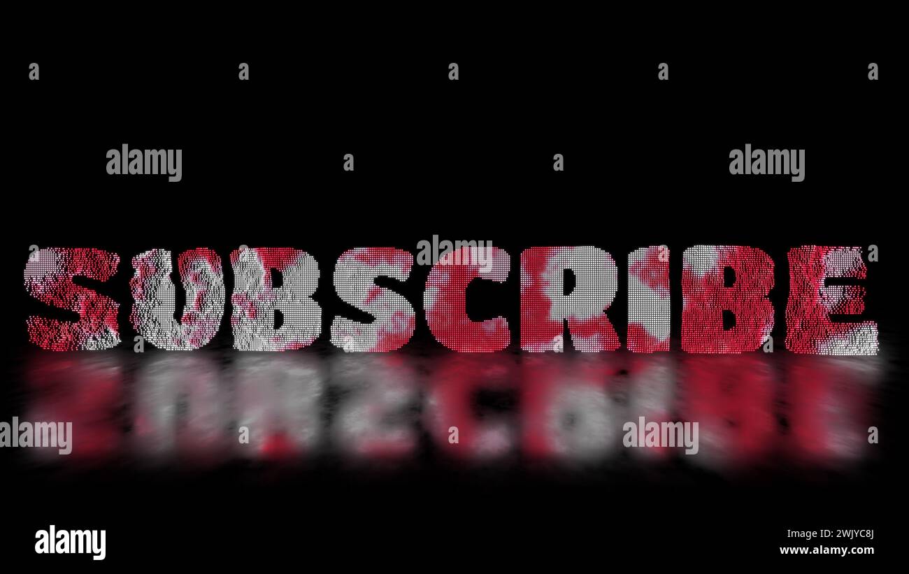 Subscribe word letter effect scattered swirling, black background Stock ...