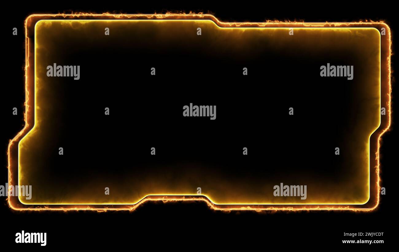 Neon gaming frame effect glowing square shape looping, black background ...
