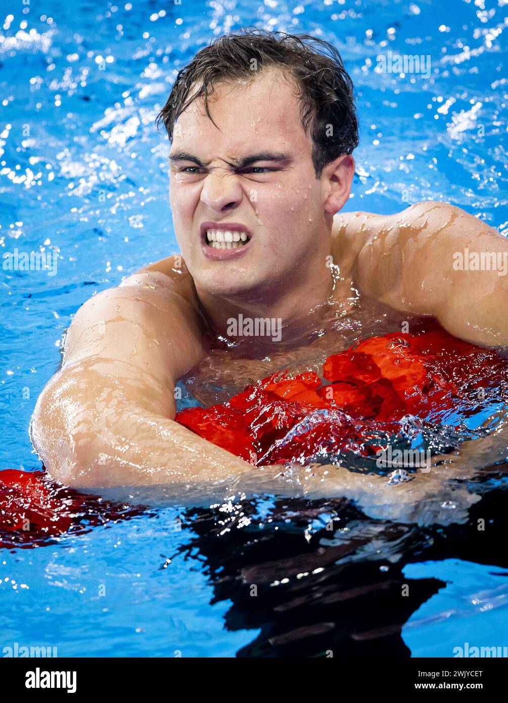 DOHA - Nyls Korstanje after the men's 100 butterfly final during the ...