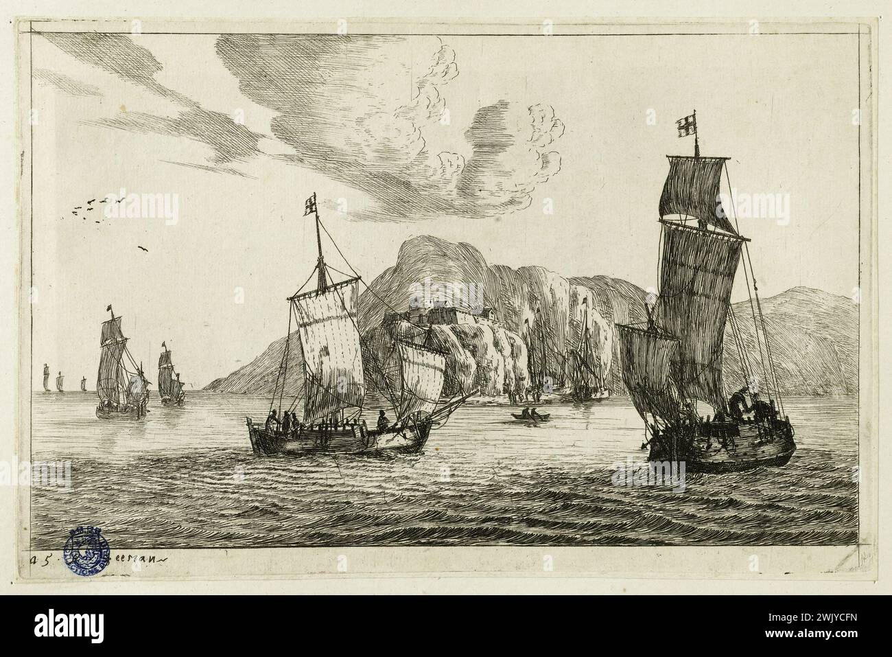 Renier Zeeman (around 1623-1667). Some sea ports n ° 5: fishing boats ...