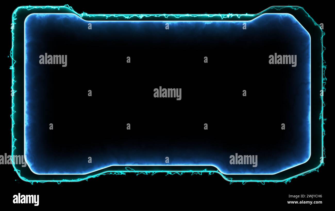 Neon gaming frame effect glowing square shape looping, black background ...