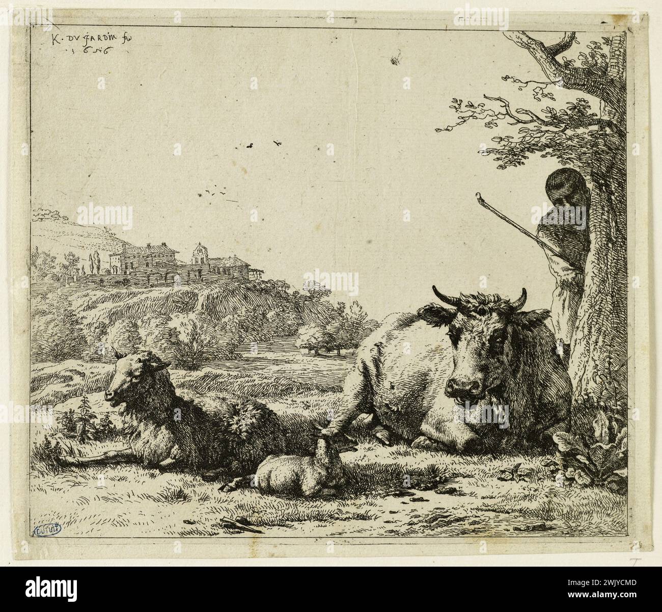 Karel Dujardin (1622-78). The shepherd behind the tree (Dutuit 23). Eat ...