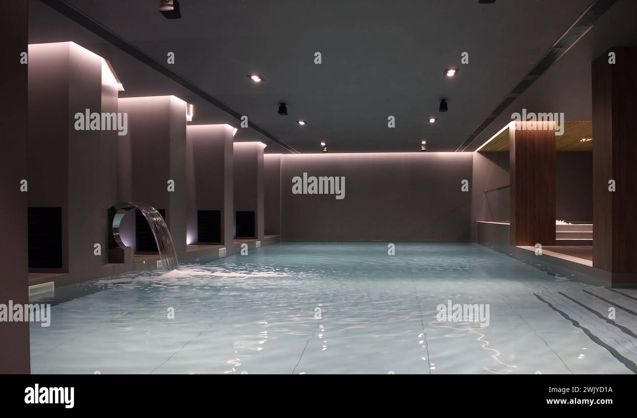 Swimming And Jacuzzi Pools At SPA Center In Modern Hotel Stock Photo ...