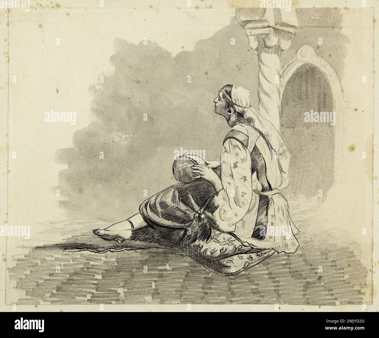 Arthur-Joseph Guéniot (1866-1951). Moorish woman seated in front of a ...