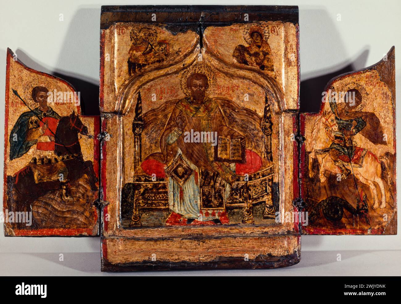 Greek school. Triptych of Saint Nicolas. Tempera and gold on wood. 17th ...