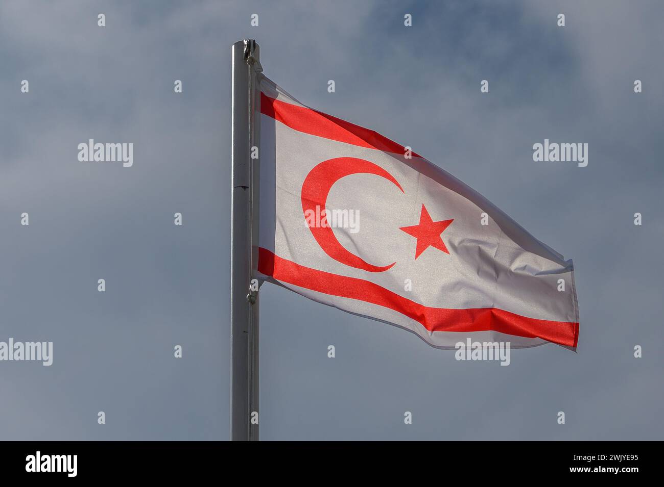 flag of the Turkish Republic of Northern Cyprus against the sky 5 Stock ...