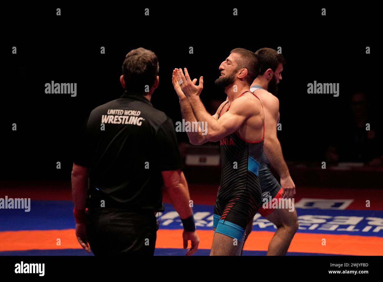 Albania's Islam Dudaev celebrates after defeating Individual Neutral ...