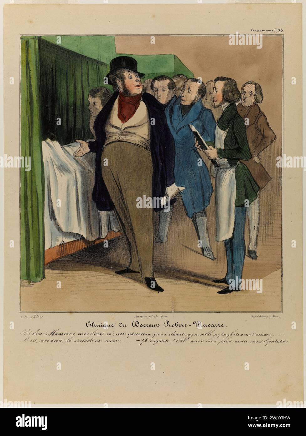 Honoré Daumier (1808-1879). "Doctor Robert Macaire clinic". Colored and ...