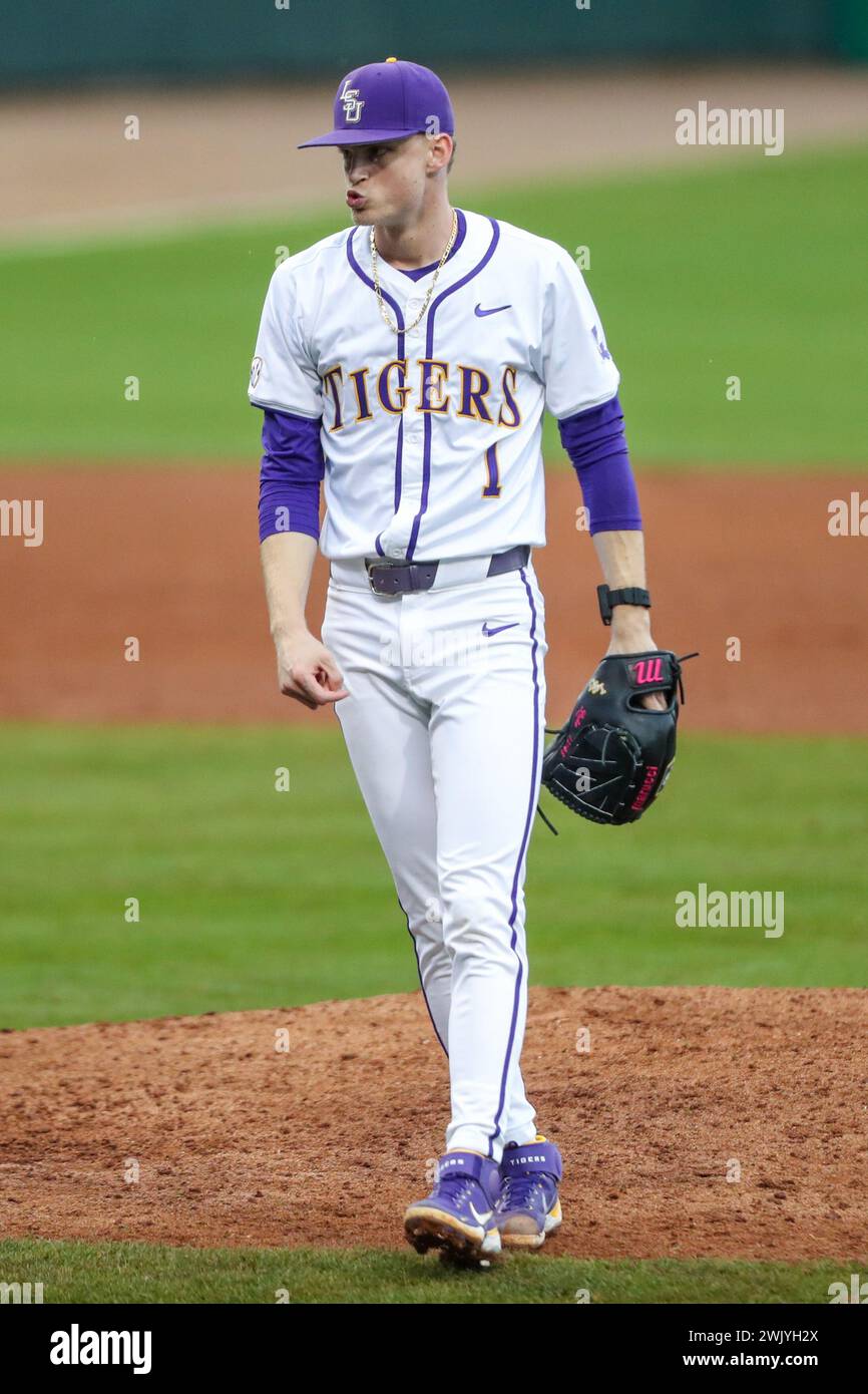 Baton Rouge, LA, USA. 16th Feb, 2024. LSU relief pitcher Gavin Guidry ...