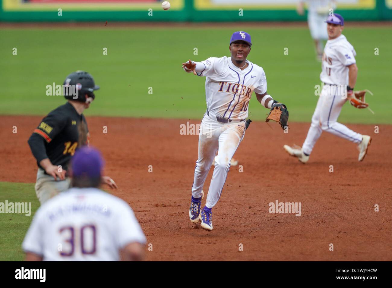 Baton Rouge, LA, USA. 16th Feb, 2024. LSU shortstop Michael Braswell ...