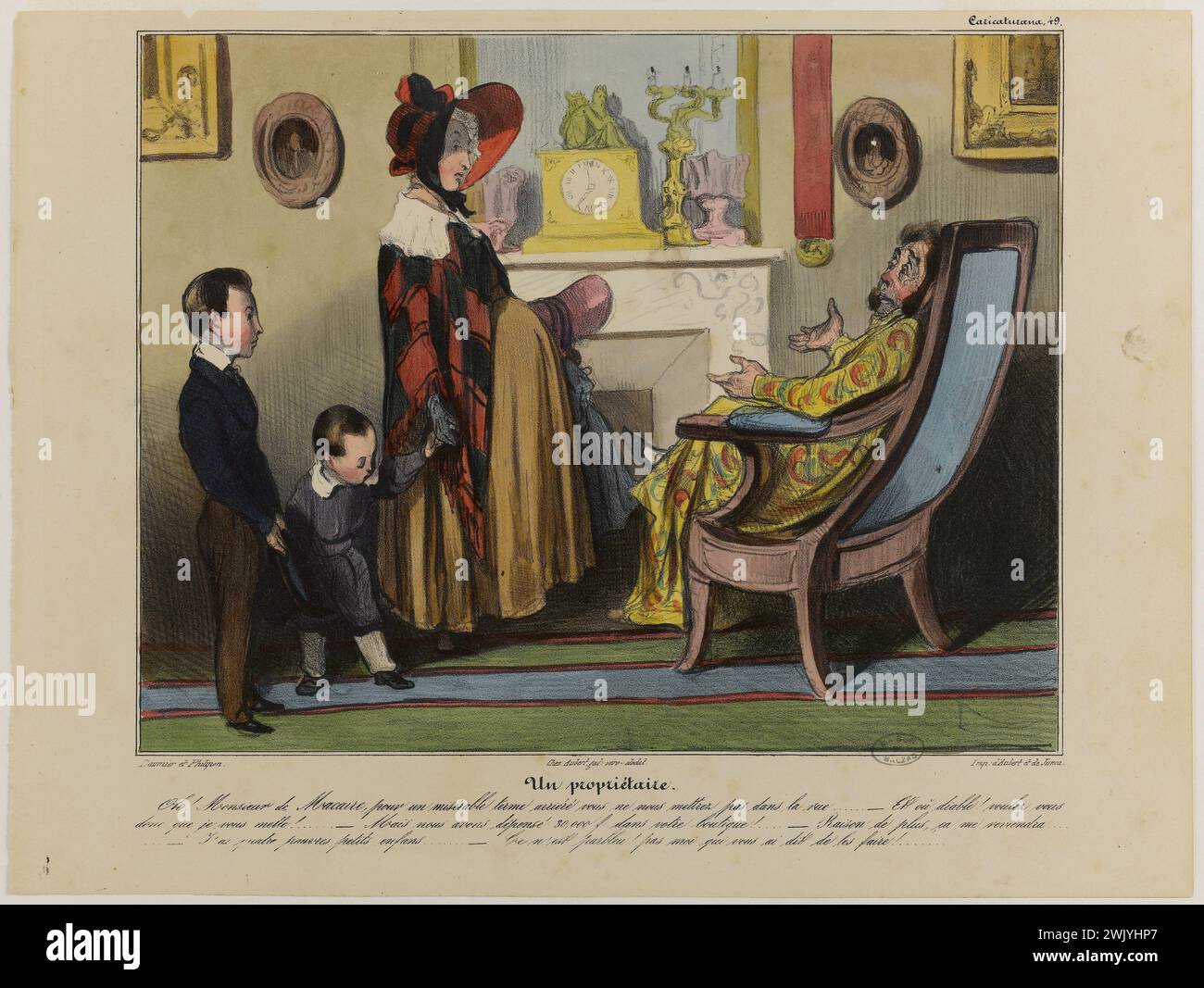 Honoré Daumier (1808-1879). "An owner". Colored and erased lithography ...