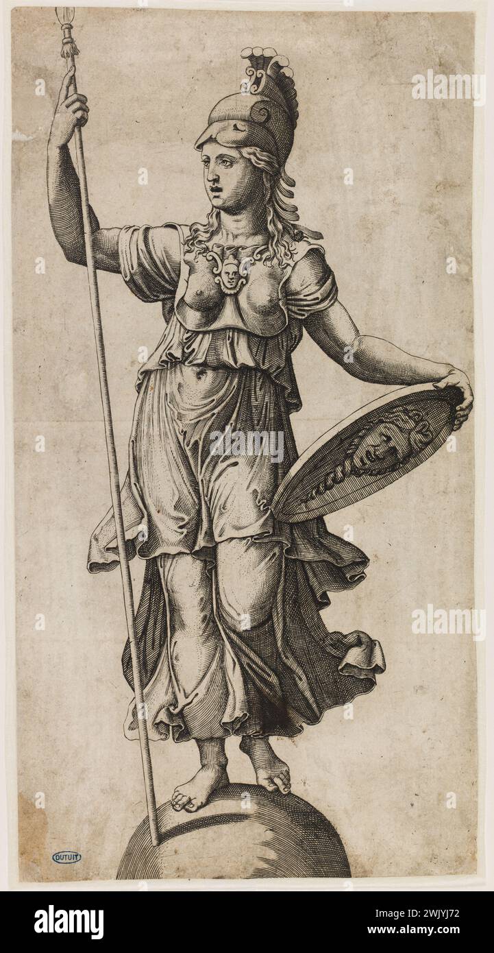 Marc Antoine Raimondi (1480-Vers1534). Pallas after Jules Romain or ...