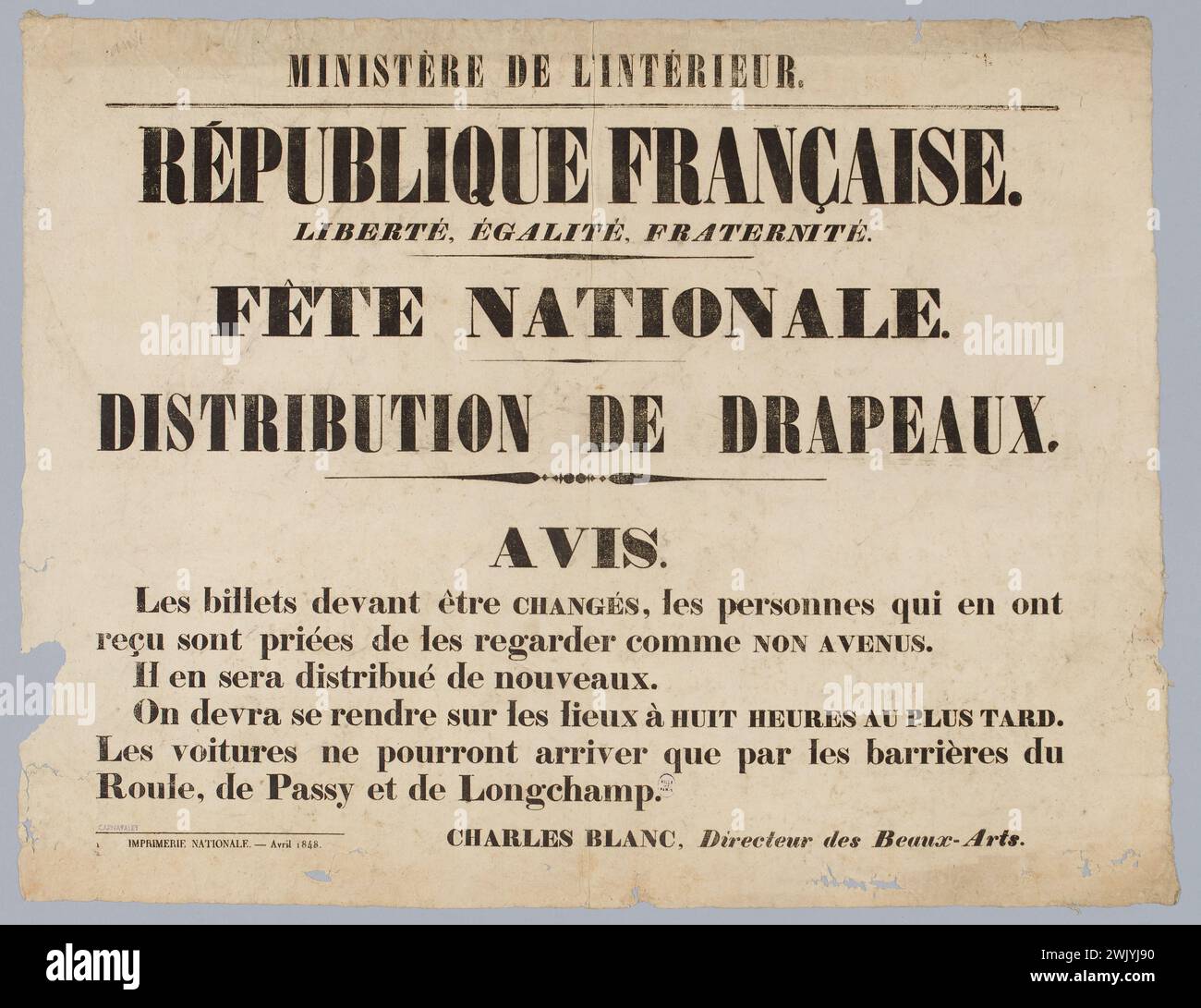 National Imprimerie, Ministry of Interior/ French Republic./ Liberte ...