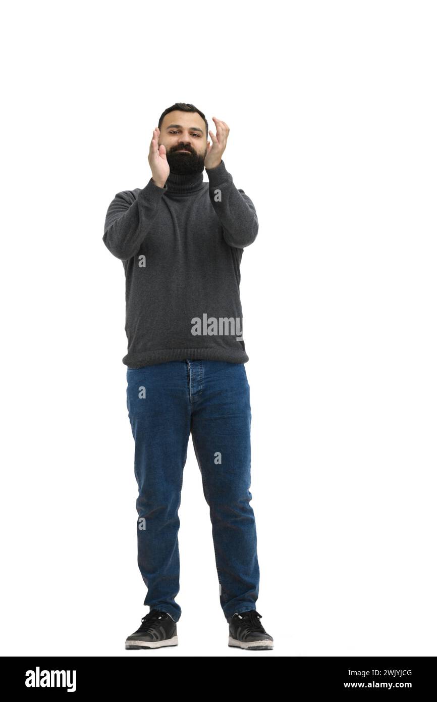 Man beard claps hands hi-res stock photography and images - Alamy