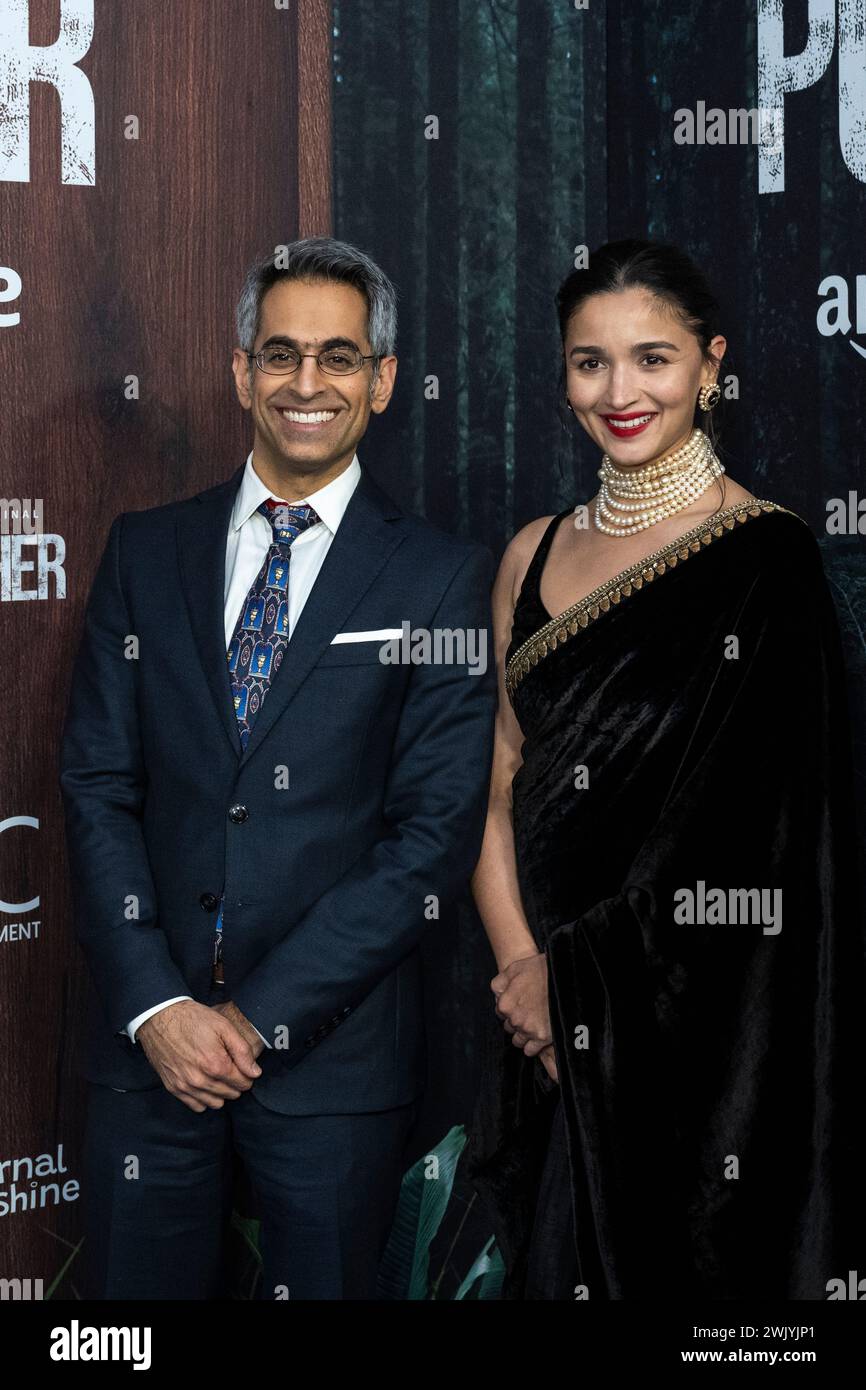 London, UK. 17 February 2024. (L) Richie Mehta (director) and Alia ...