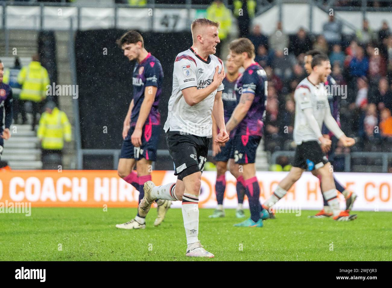 Derby, UK. 17th Feb, 2024. Derby County midfielder Louie Sibley (17 ...