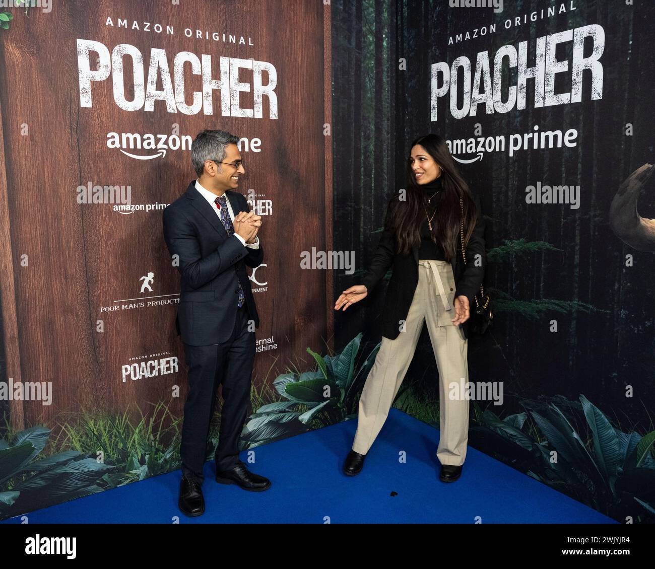 London, UK. 17 February 2024. (L) Richie Mehta (Poacher director) and ...