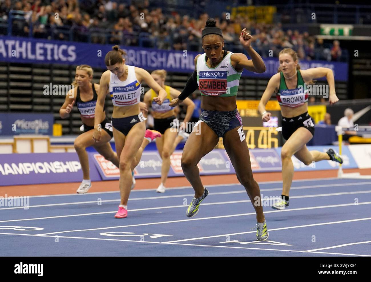 Cindy Sember (second right) wins the 60 m Hurdles - Women Final during ...