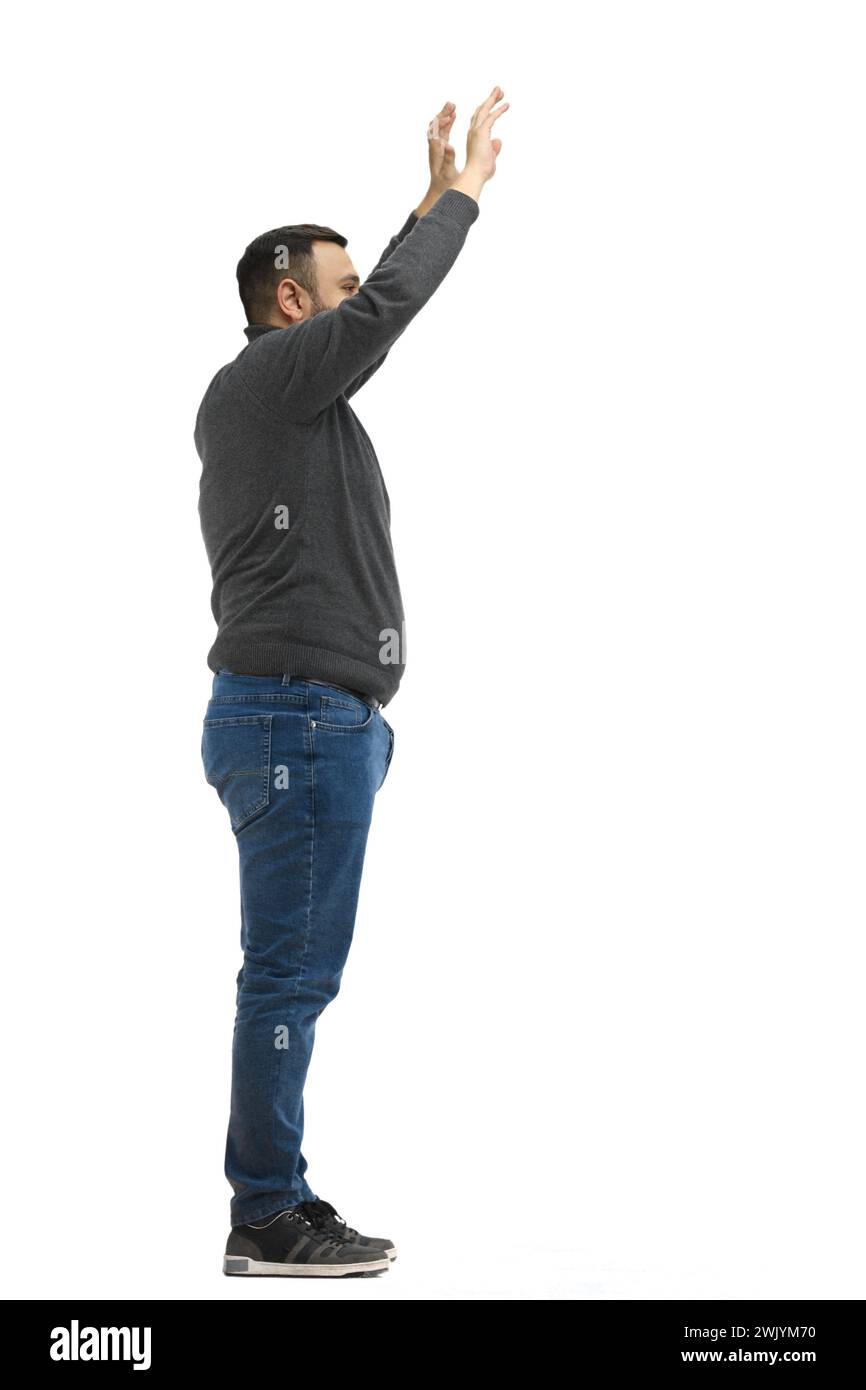 Man waving both arms Cut Out Stock Images & Pictures - Alamy