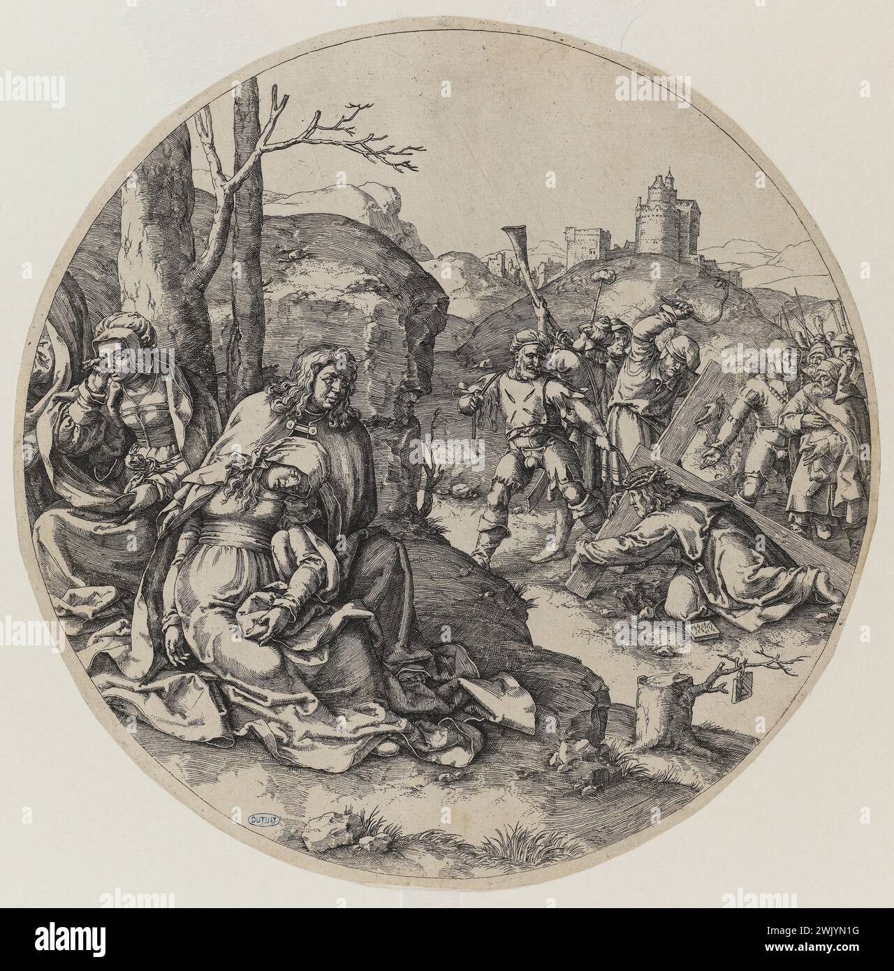 Lucas de Leyde (1494-1533). "Portement de Croix" - Bartsch 67. Etching ...