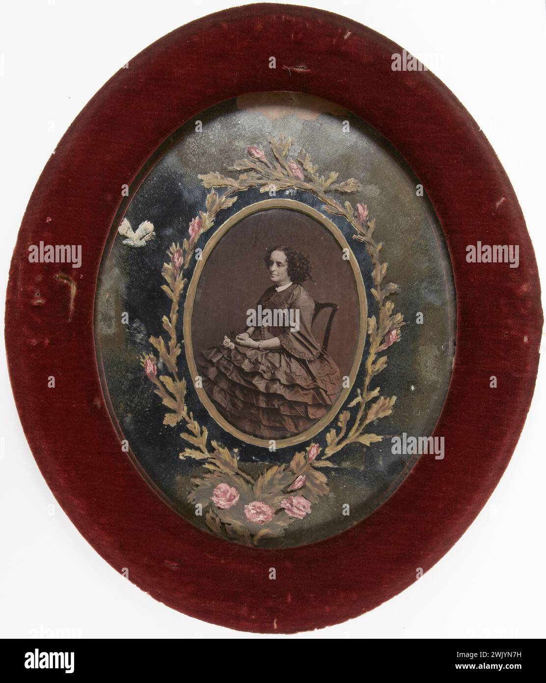 Anonymous portrait framed by Ms. Hugo (dummy title). 1858. Draw on ...