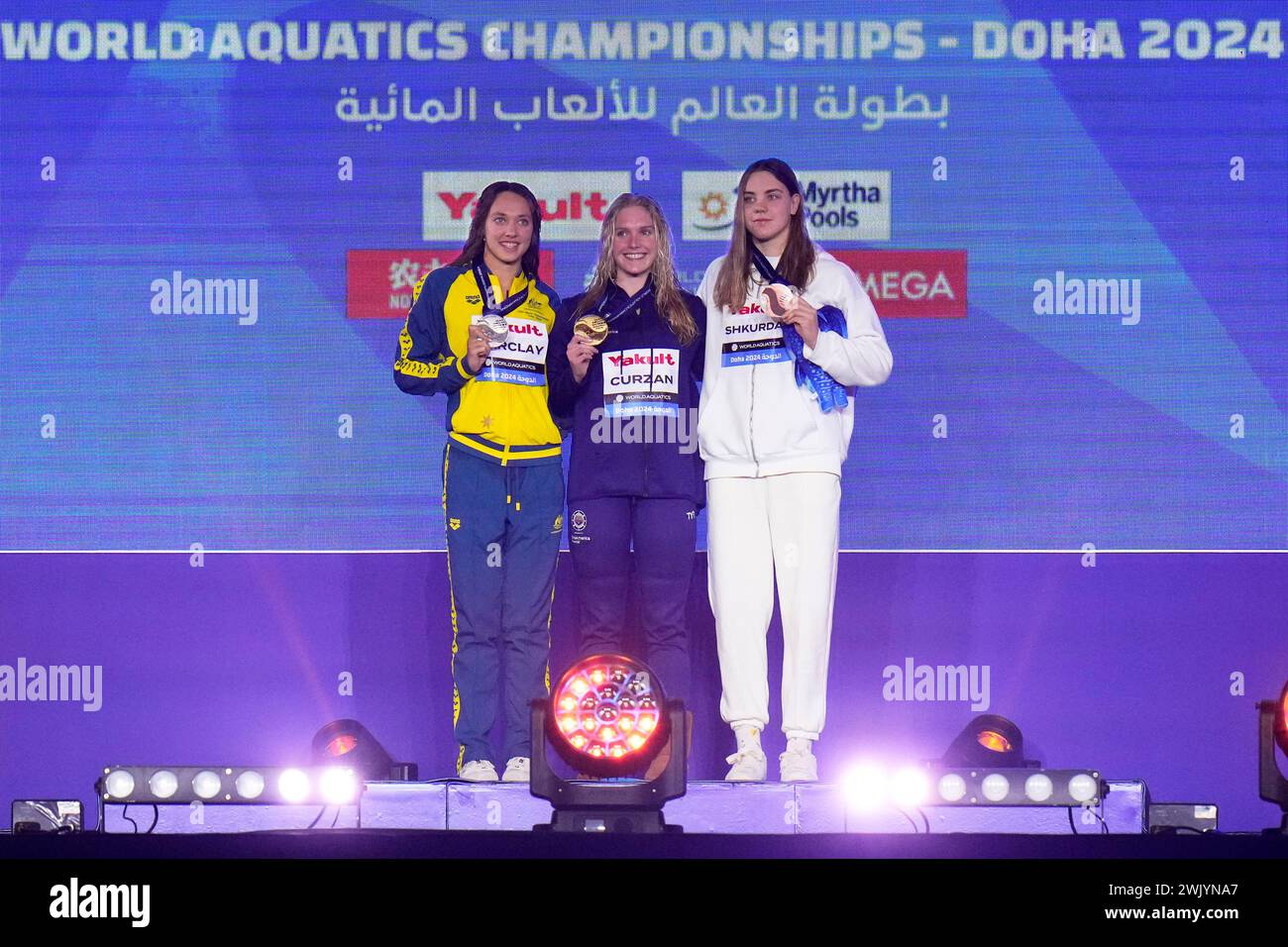 Silver medalist Jaclyn Barclay of Australia, gold medalist Claire ...