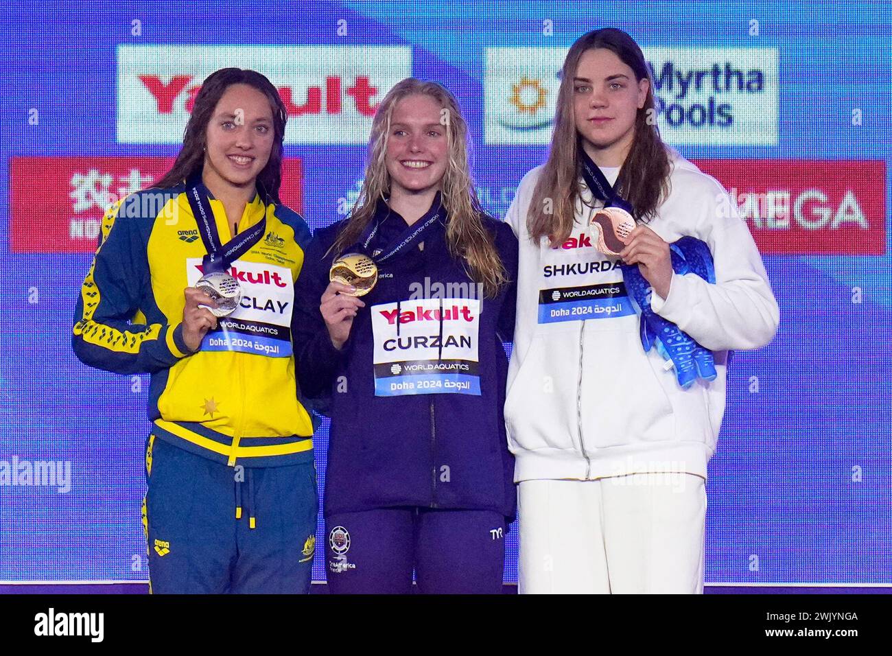 Silver medalist Jaclyn Barclay of Australia, gold medalist Claire ...