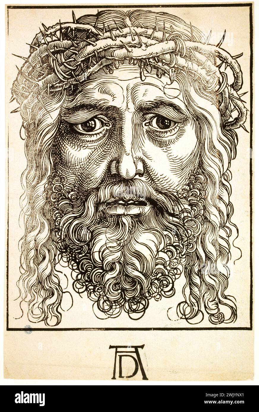 Albrecht Dürer (1471-1528) "Head of Christ - B 27". Engraving. Museum of Fine Arts of the City ...