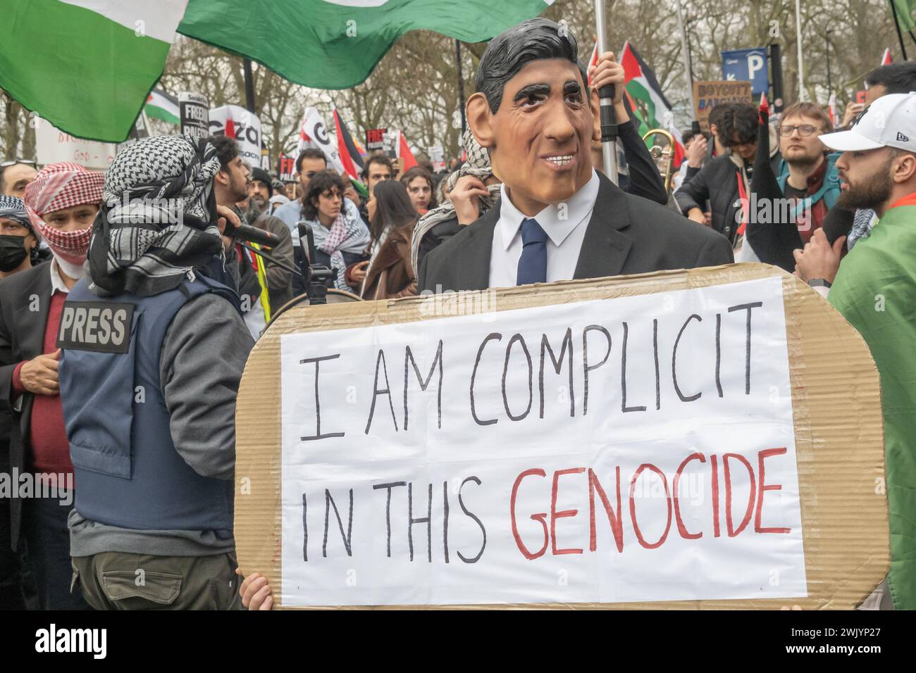London, UK. 17 Feb 2024. 'Sunak' complicit in genocide. A huge march to ...