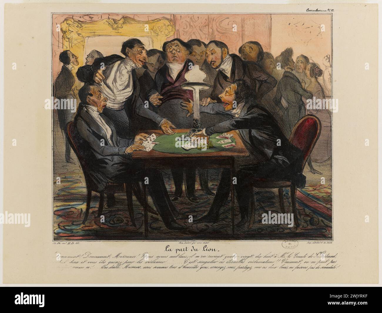 Honoré Daumier (1808-1879). "The lion's share". Colored and erased ...