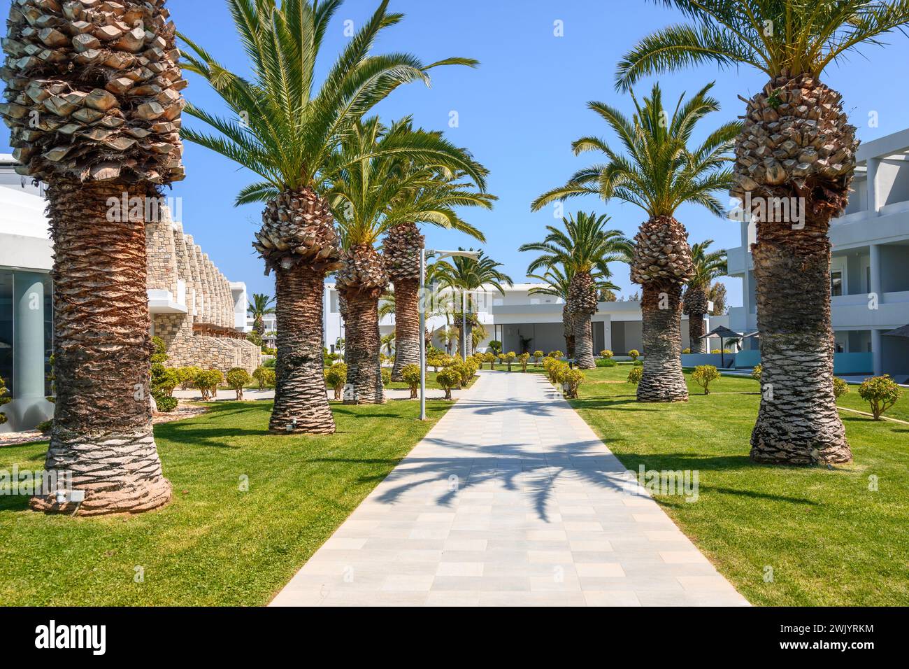 Kos, Greece - May 13, 2023: Area of the Sandy Beach hotel, a 4-star ...