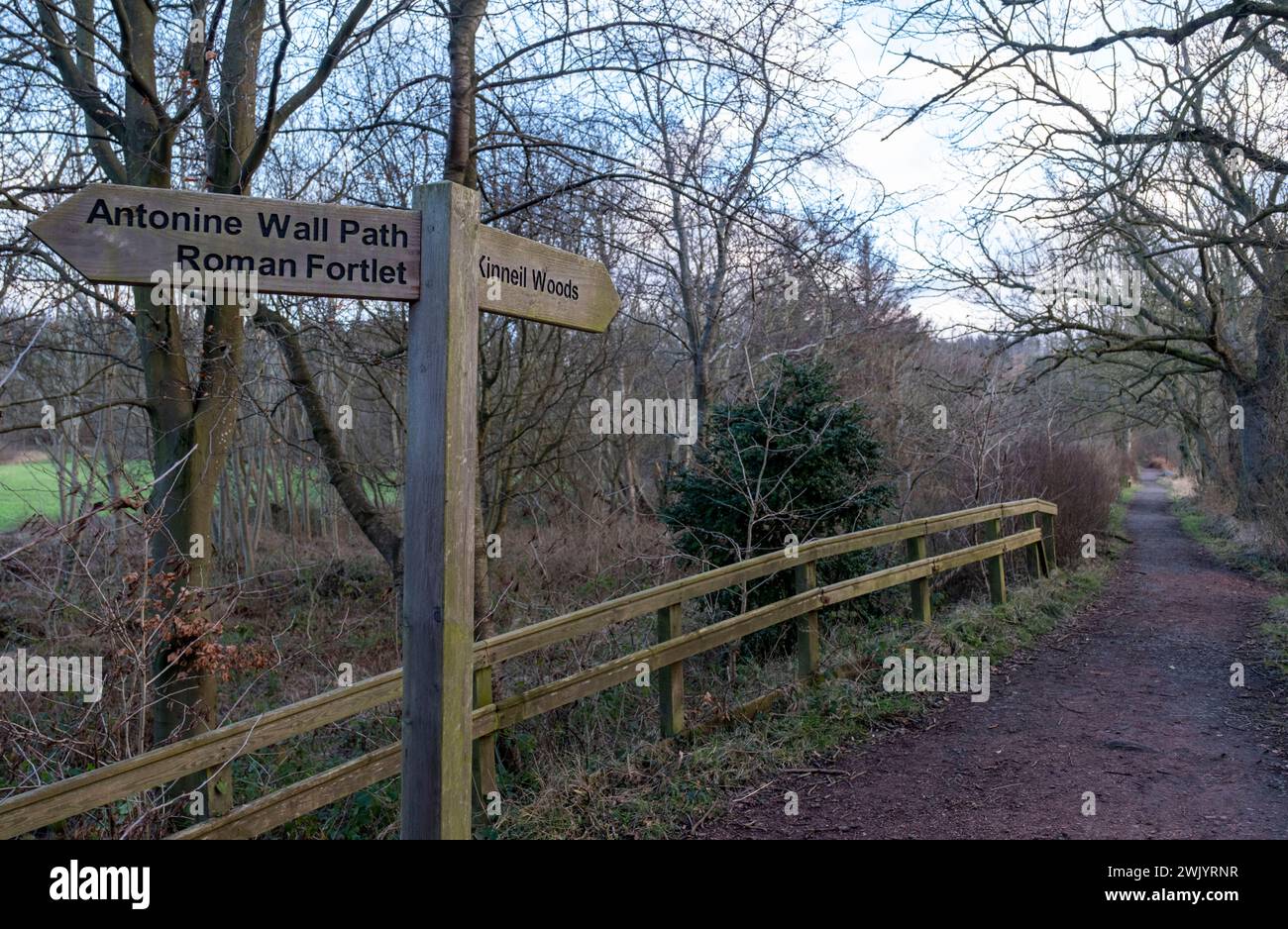 Direction sign towards Kinneil Roman Fortlet, located on the Antonine ...