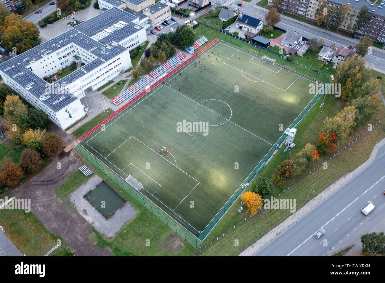 Aerial sports pitch evening hi-res stock photography and images - Alamy