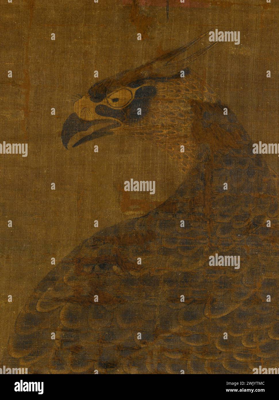 Falcon on a rock ". Detail. Ink on silk. China, 1300-1400. Paris ...