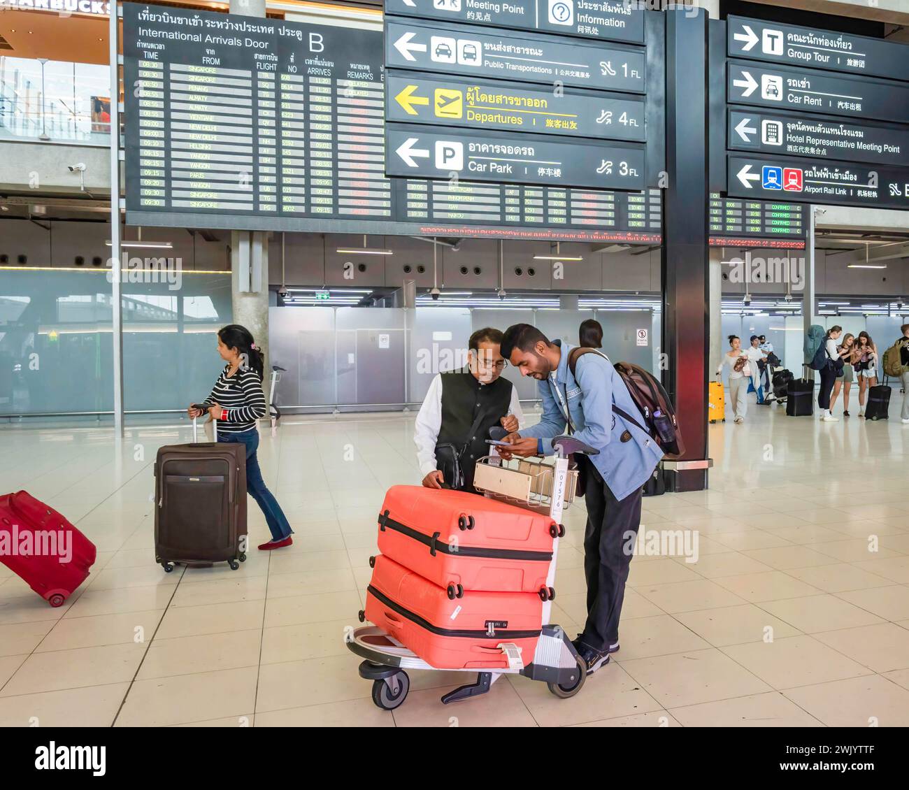 Bangkok, Thailand. 17th Feb, 2024. Tourists seen at the arrival gate ...
