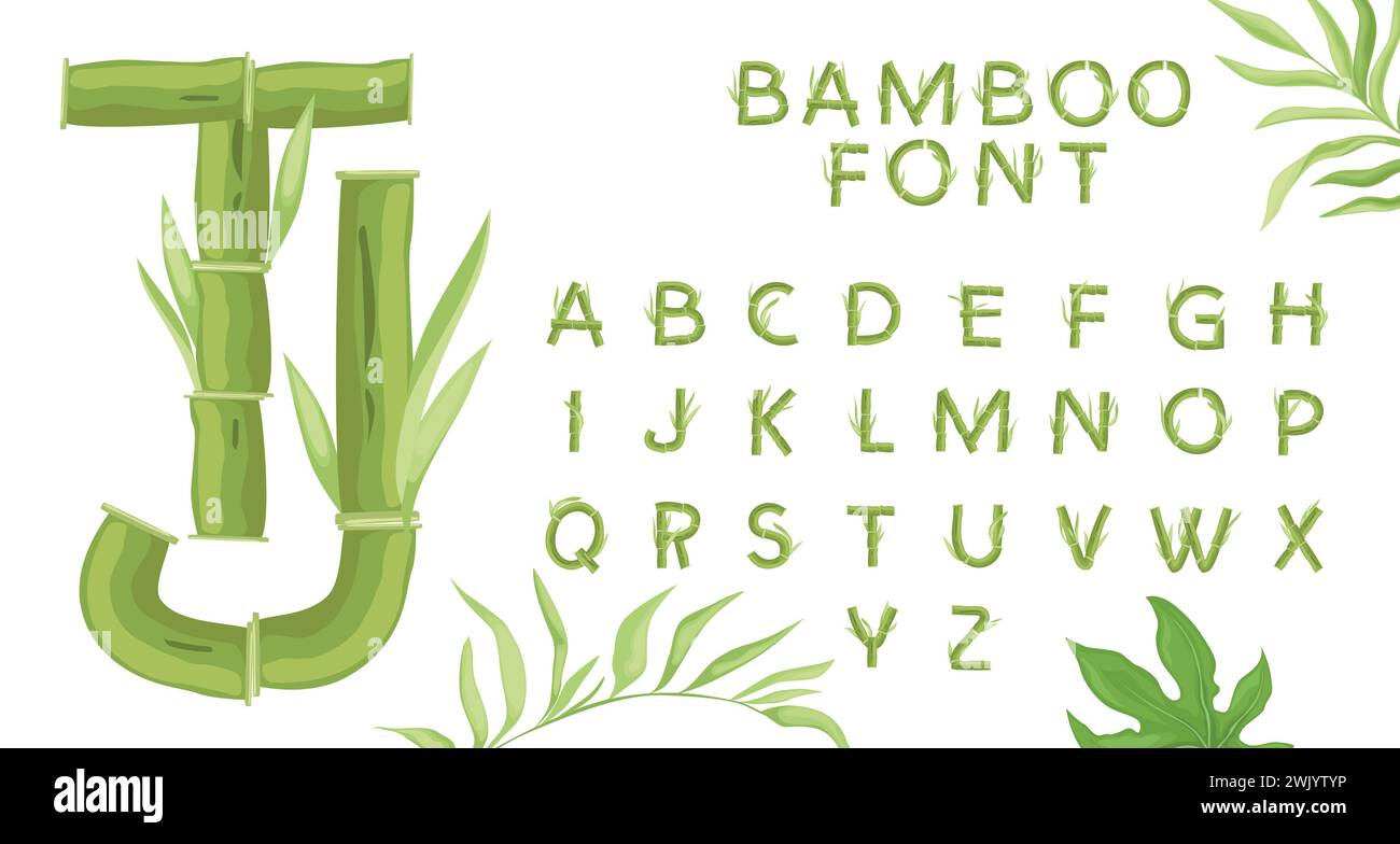 Bamboo font. Decorative artistic font Stock Vector Image & Art - Alamy