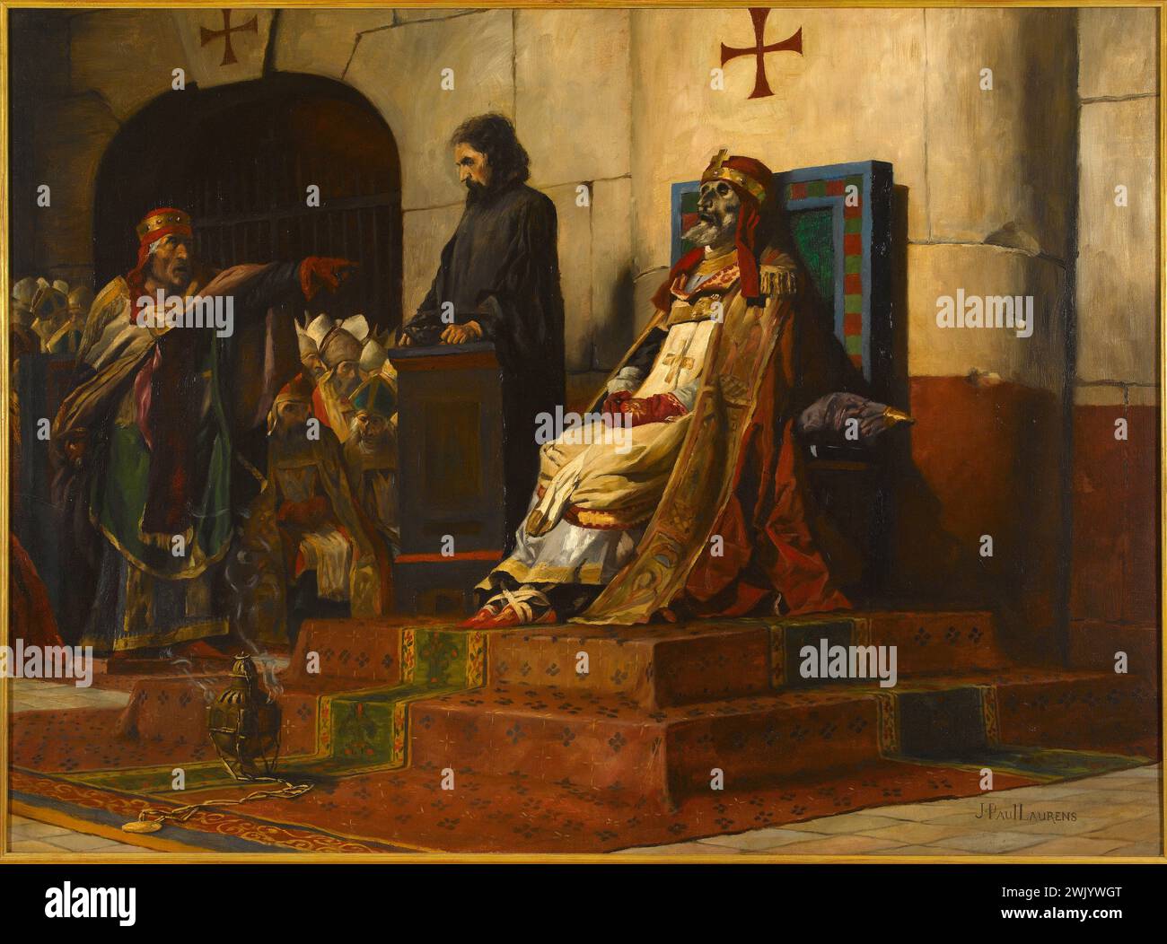 Jean-Paul Laurens (1838-1921). "The judgment of the Pope Formosa". Oil ...