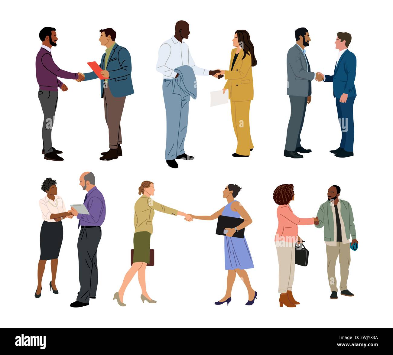 Diverse Business people shaking hands vector set Stock Vector Image ...