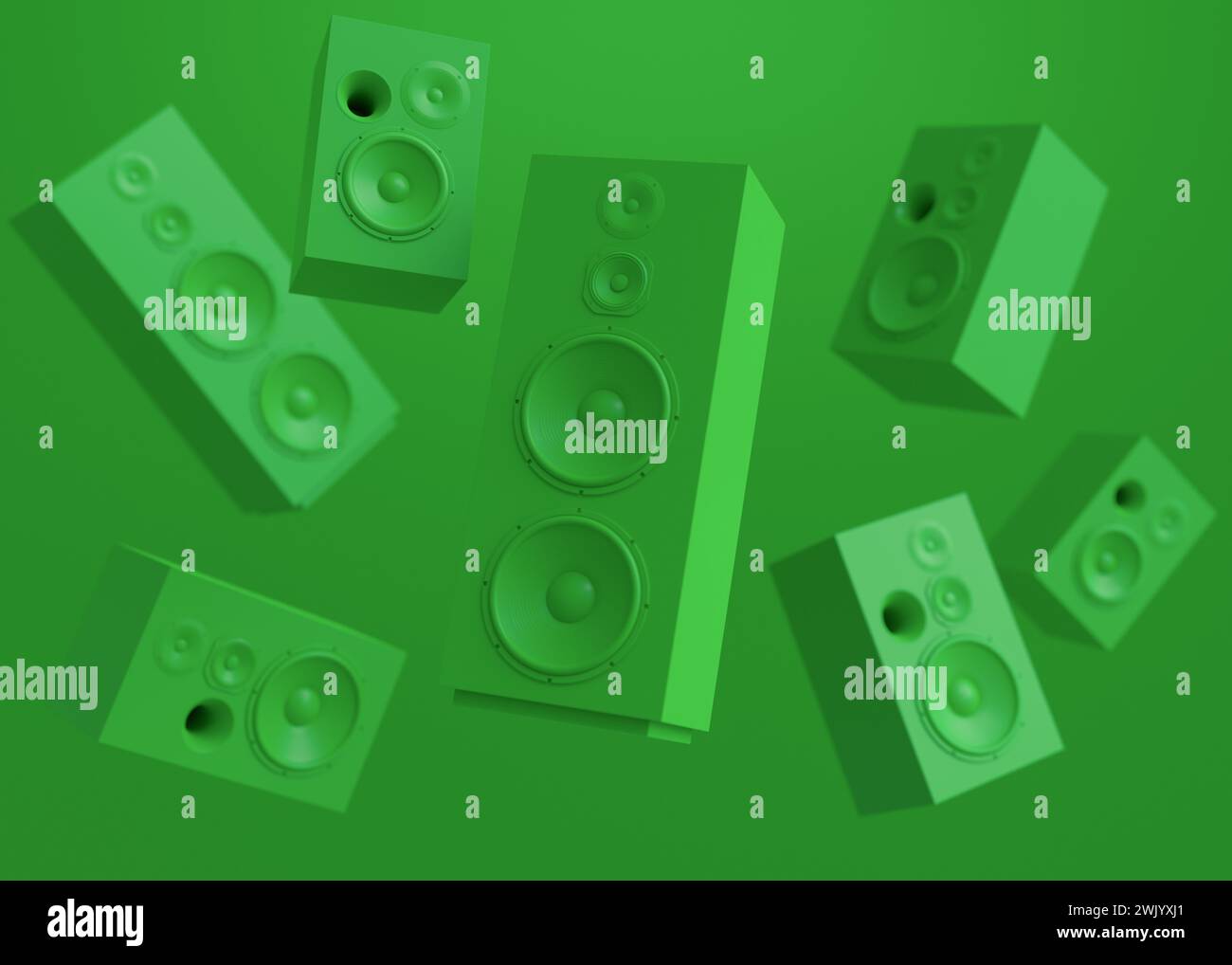 Set of Hi-fi speakers with loudspeakers isolated on monochrome ...