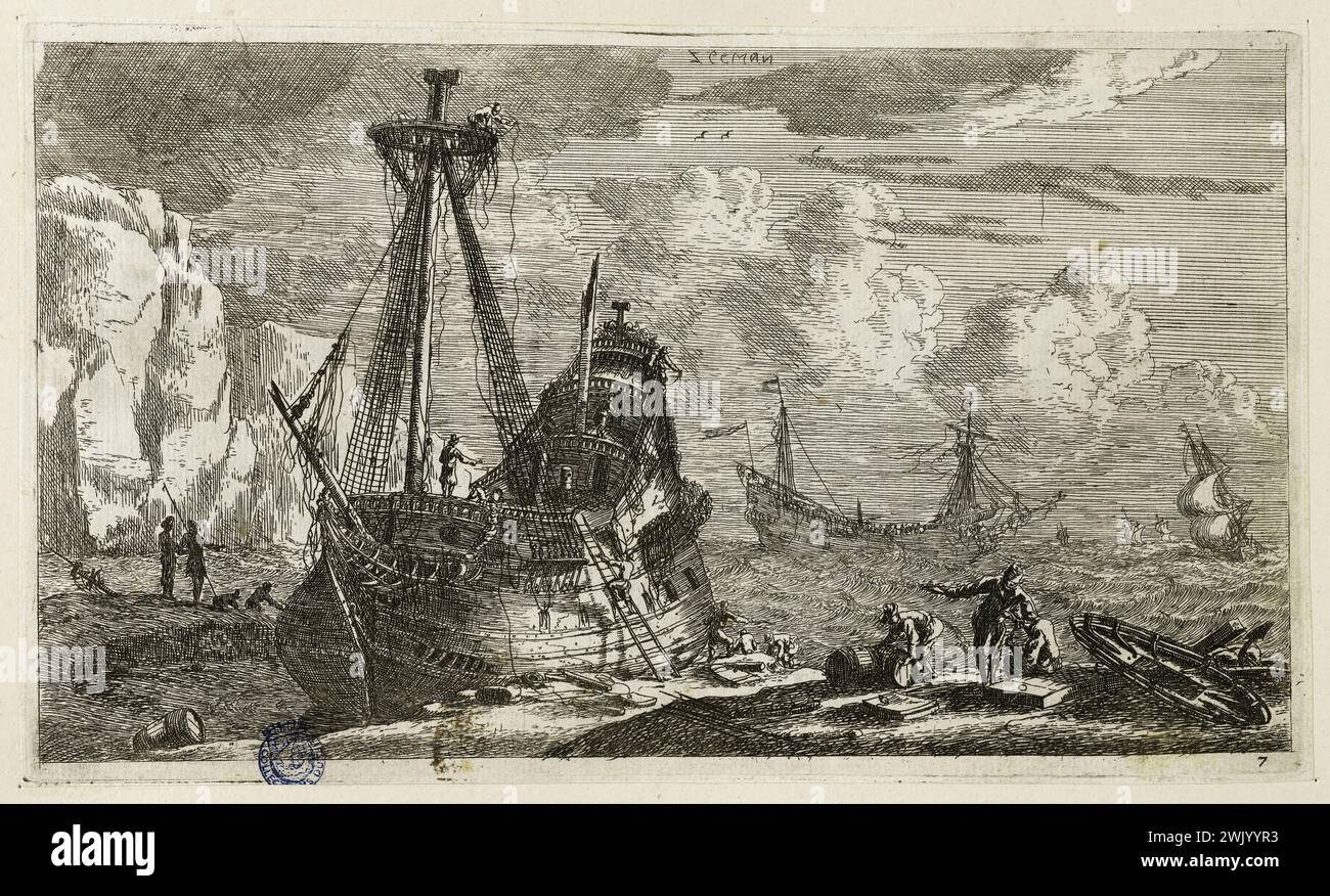 Renier Zeeman (around 1623-1667). Several vessels and marchands ship n ...
