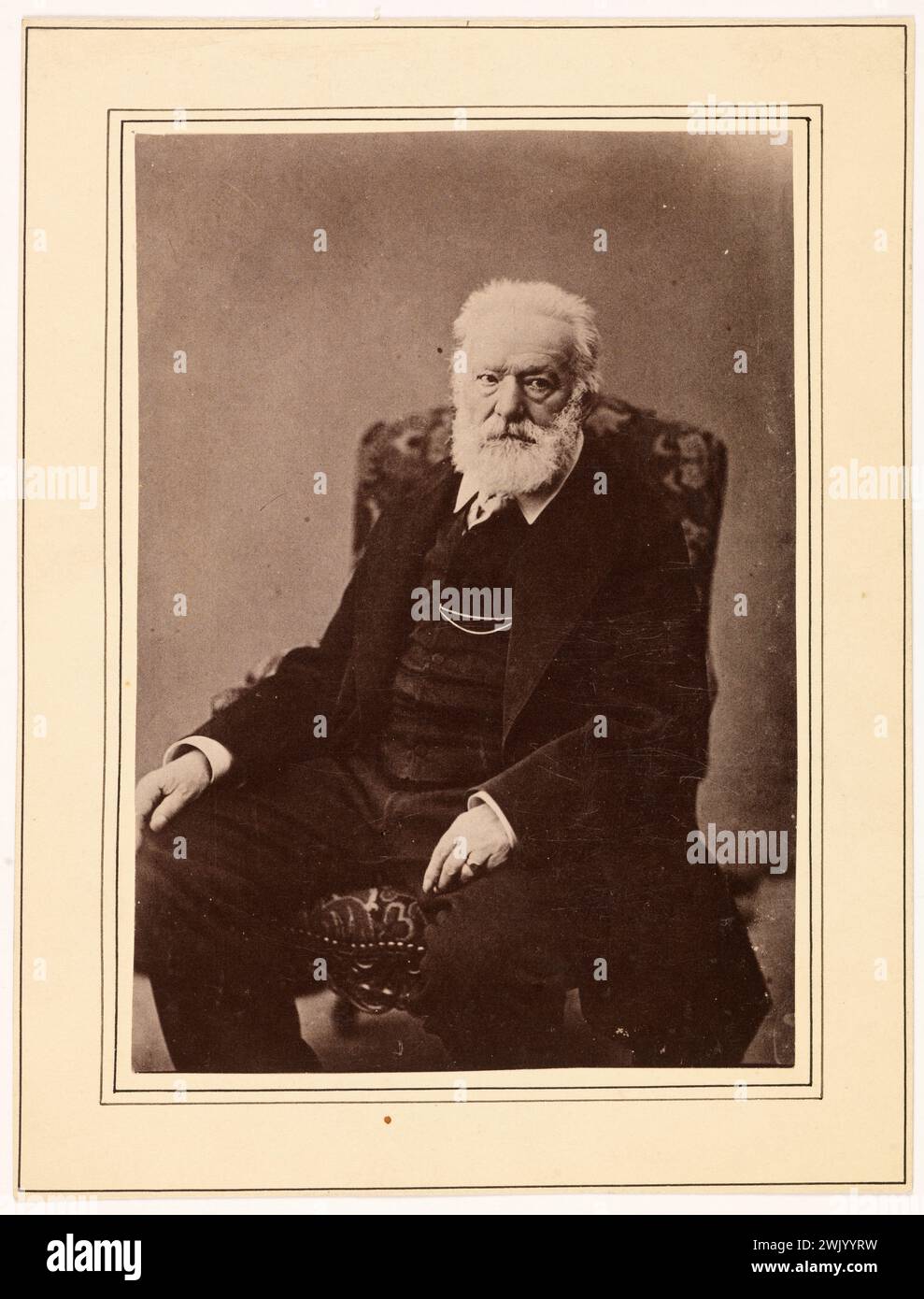 Chalot, Isidore Alphonse. "Victor Hugo seated on an armchair". Albumin paper draw. 1884-1884 ...