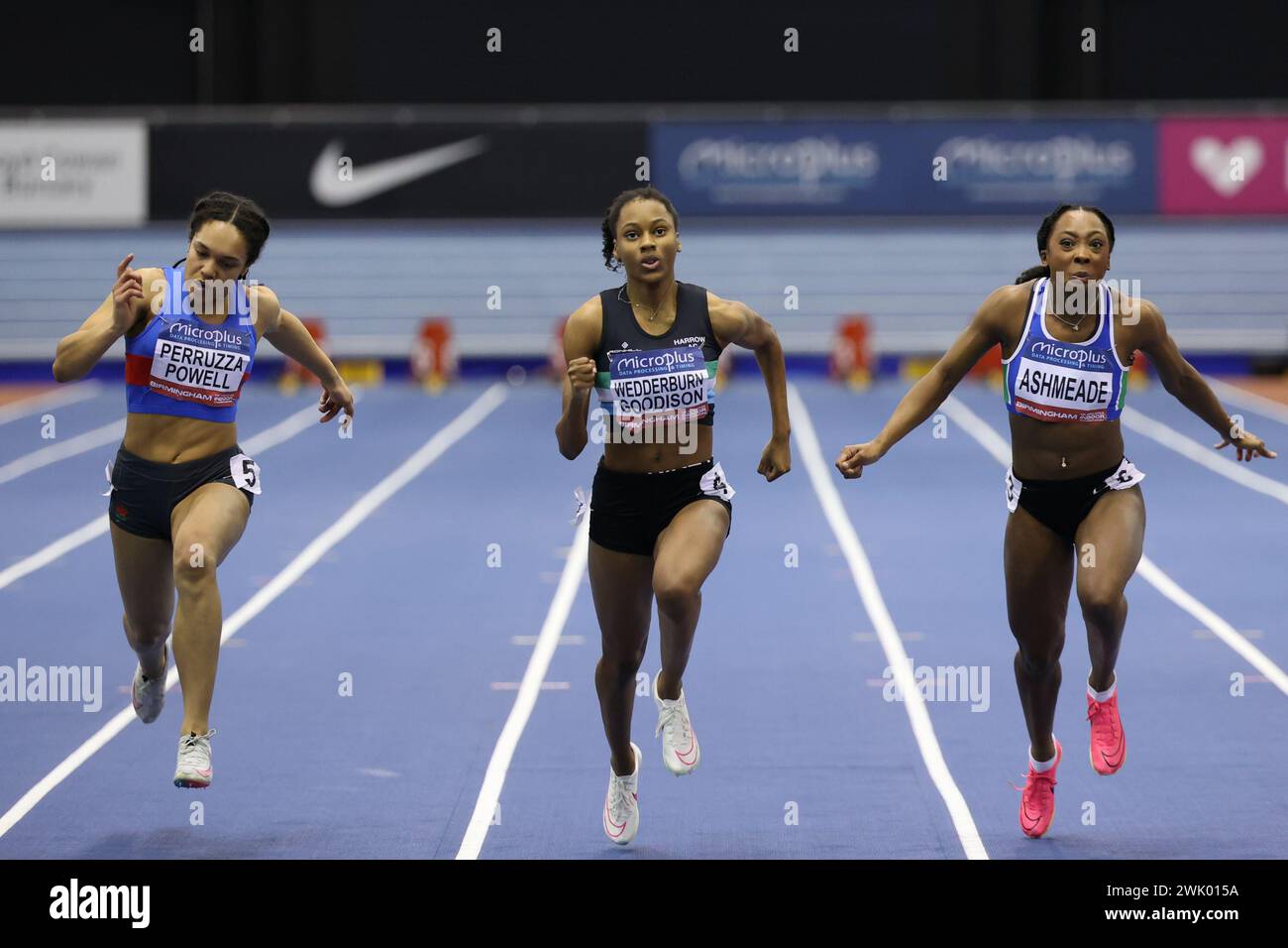 Nia Wedderburn-Goodison wins a Womens' 60m semi-final, ahead of Leonie ...