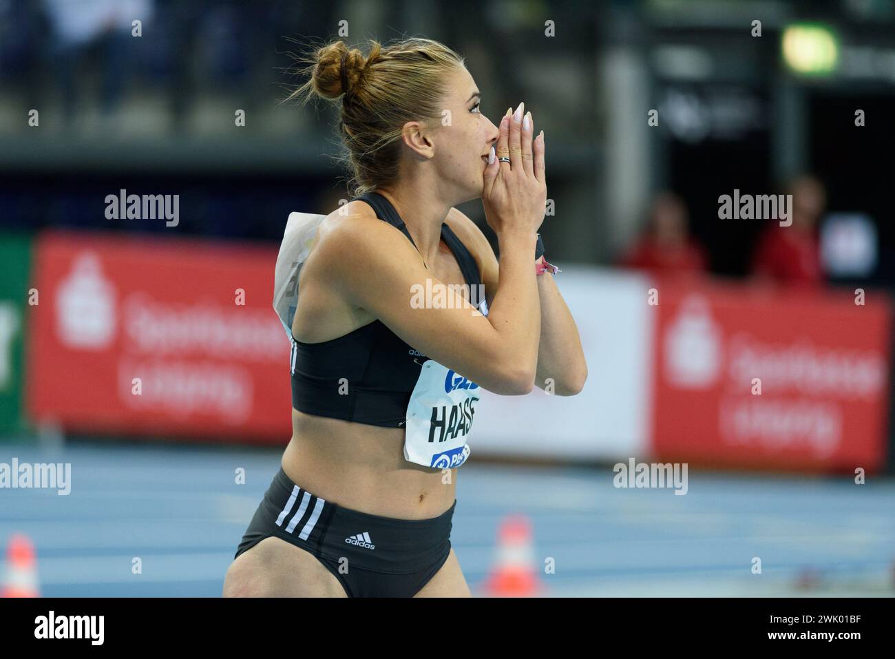 Rebekka Haase (Wetzlar sprint team) after winning the 60 meter race at ...