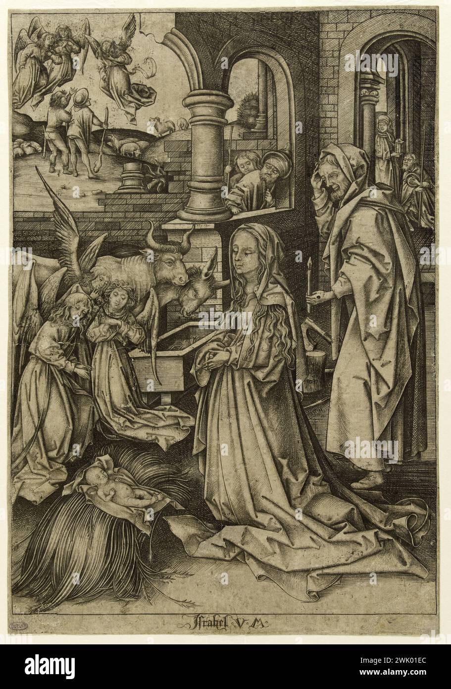 Israel Van Meckenem (v.1445-1503). La Nativity (Bartsch 35, Hollstein ...