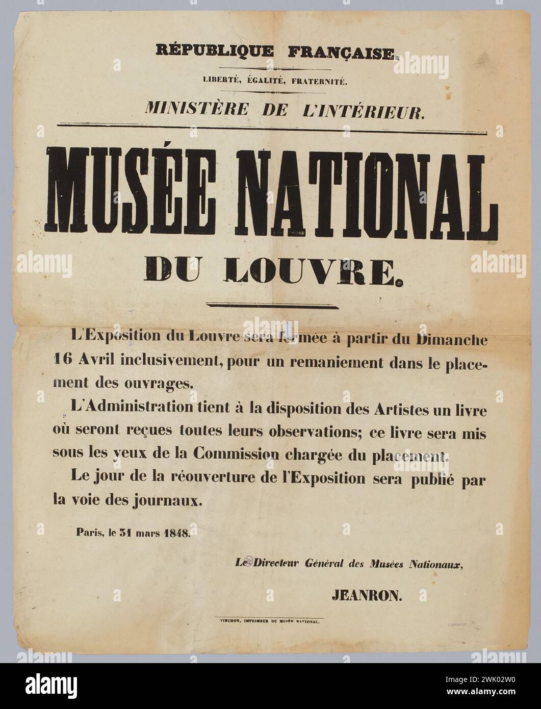 Vinchon, printer of the town hall of the city of Paris, French republic ...