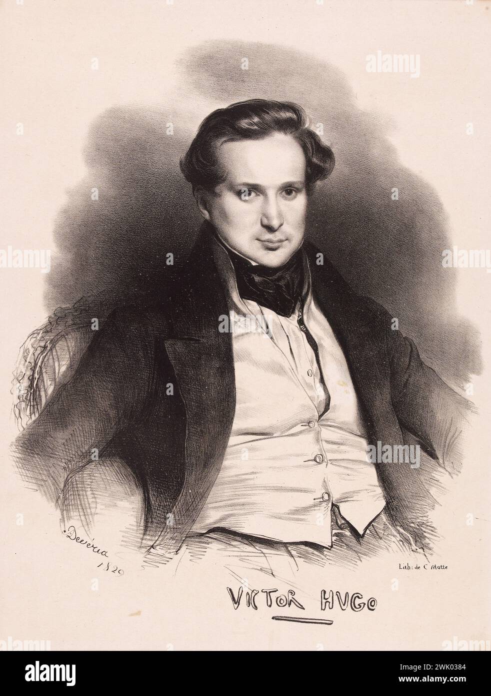 Achille Devéria (1800-1857). Portrait of Victor Hugo. Lithography. 1829 ...