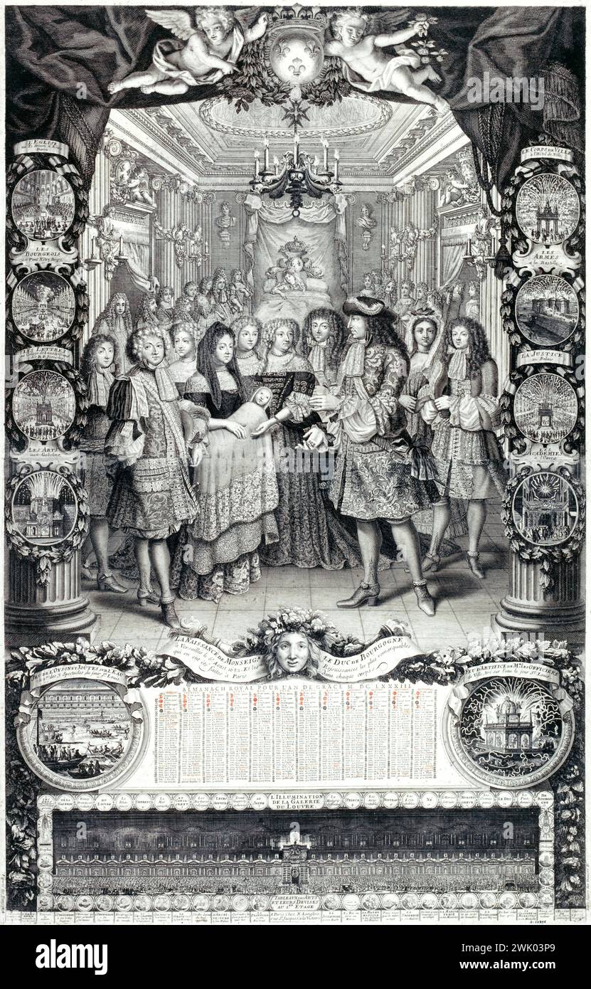 Almanac for 1683: the birth of Mr. Duke of Burgundy in Versailles on ...