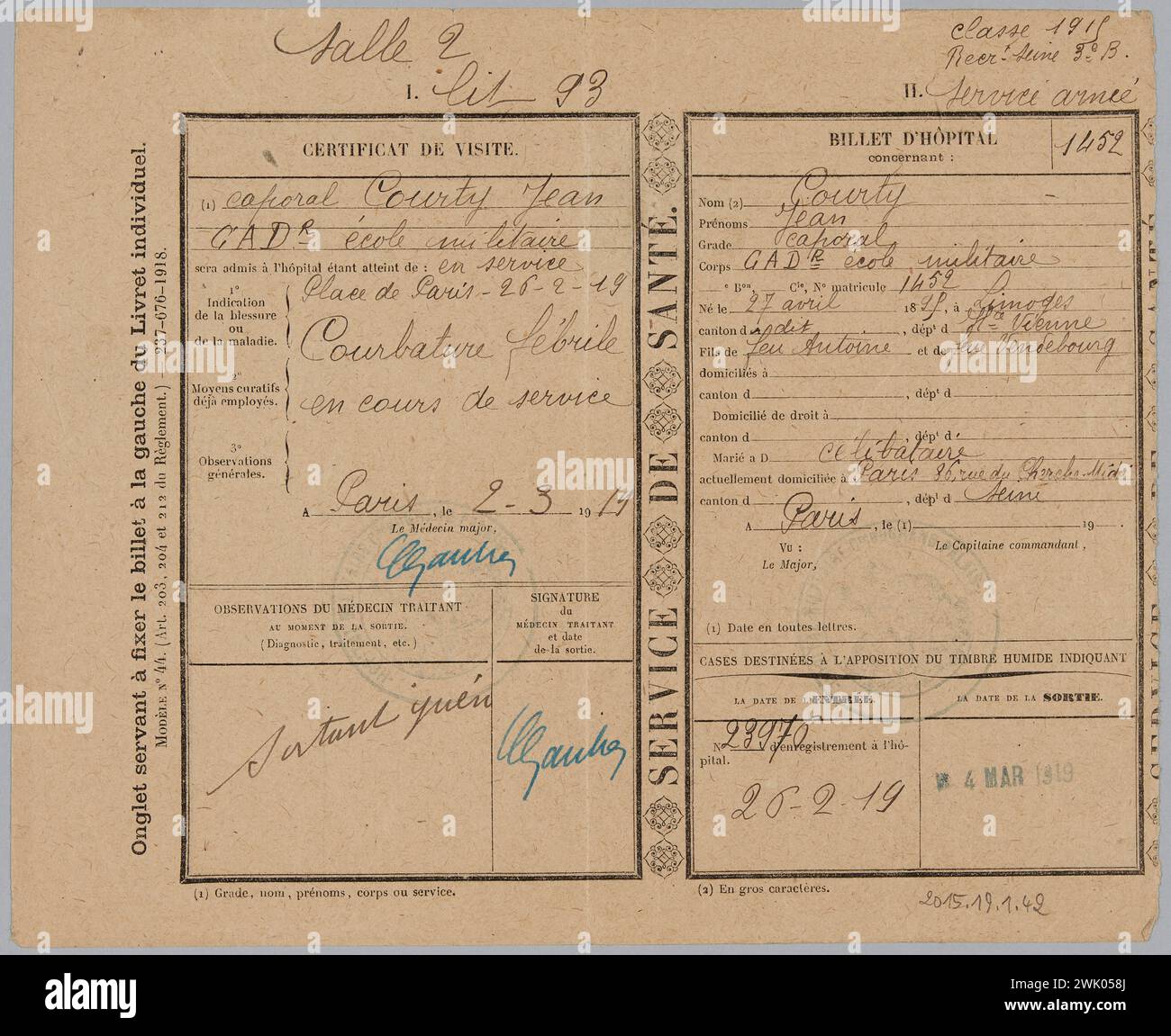 Military health service (n.-d.), Visit certificate and hospital ticket ...