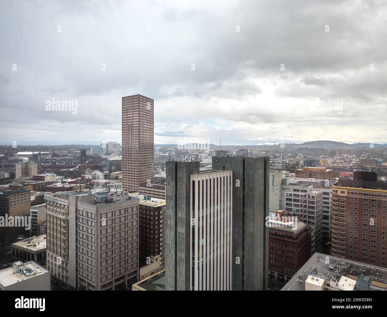 Portland, Oregon, USA - 02.15.2024: View of Portland from a high point ...