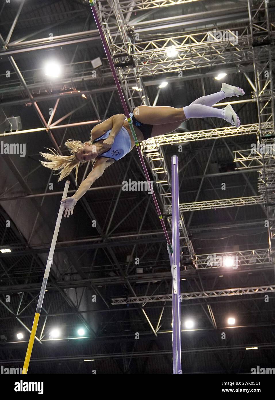 Molly Caudery competing during the Pole Vault - Women Final, which she ...
